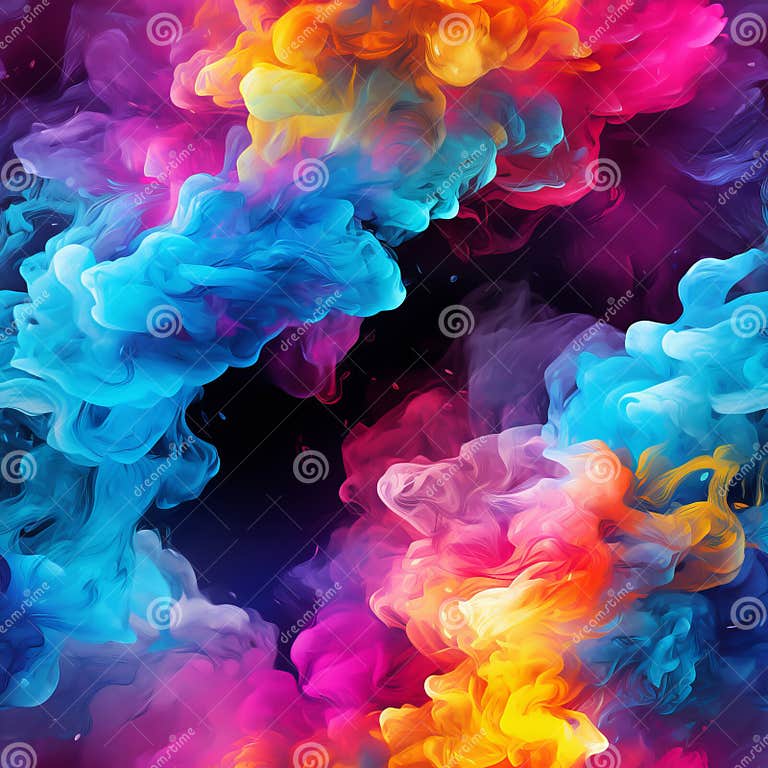 Abstract Multi-colored Smoke on a Black Background Stock Illustration ...