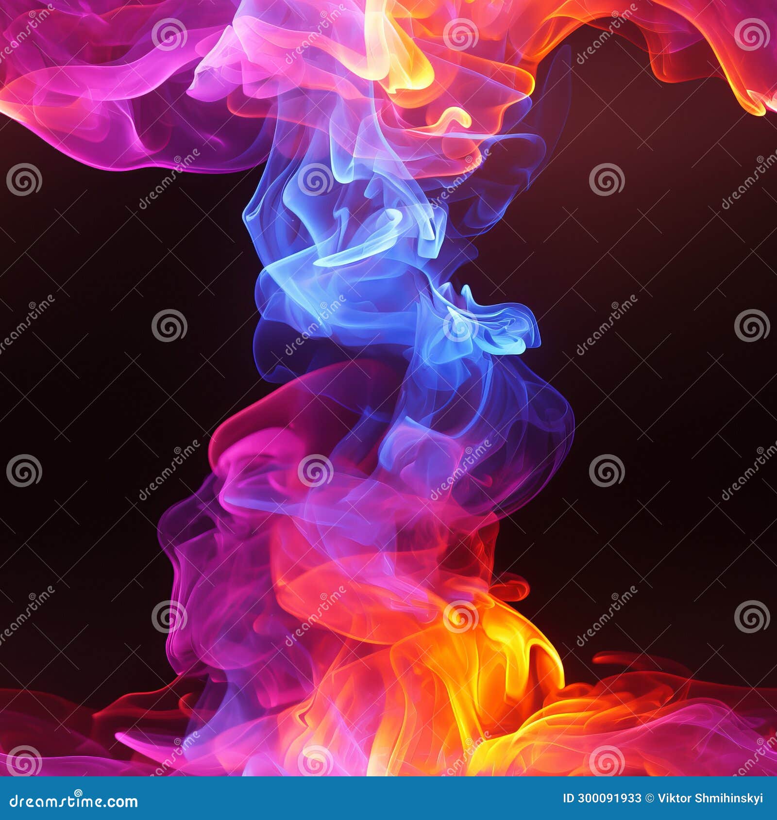 Abstract Multi-colored Smoke on a Black Background Stock Illustration ...