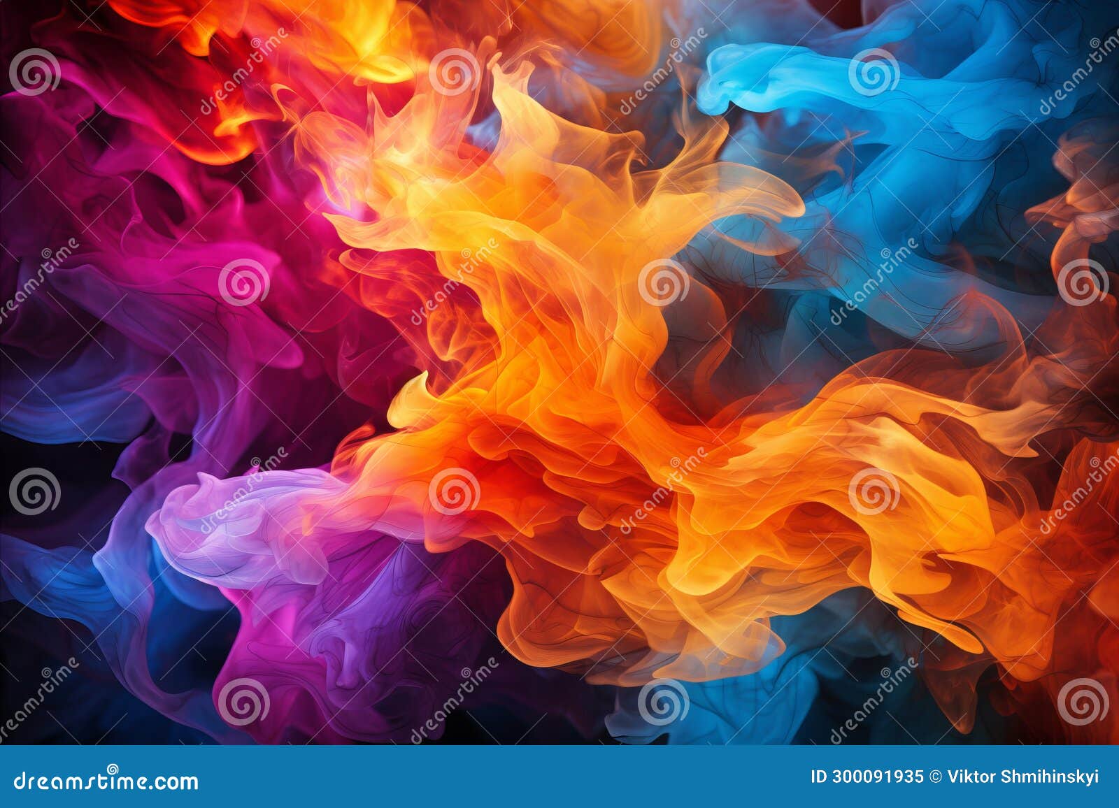 Abstract Multi-colored Smoke on a Black Background Stock Illustration ...