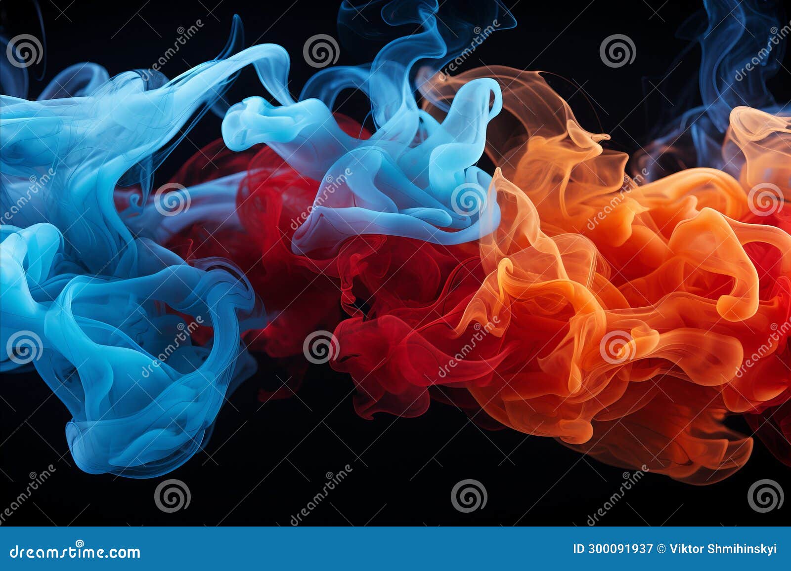 Abstract Multi-colored Smoke on a Black Background Stock Illustration ...