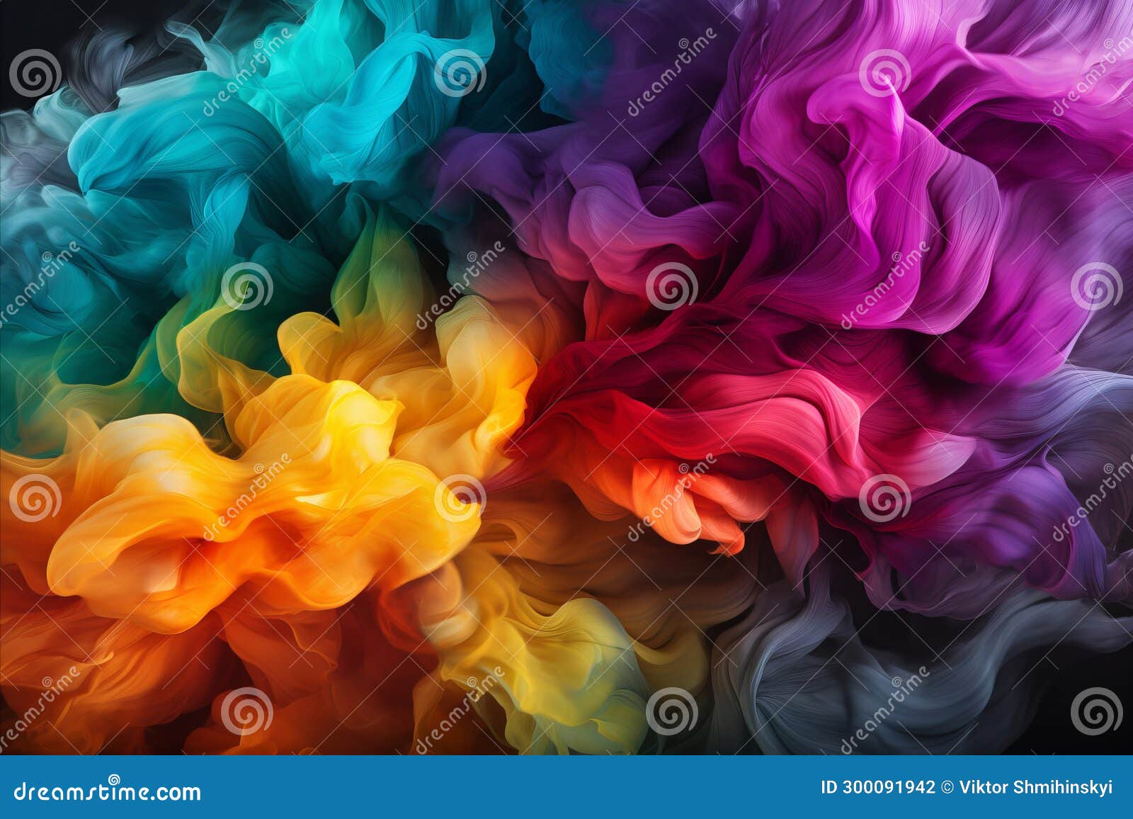 Abstract Multi-colored Smoke on a Black Background Stock Illustration ...