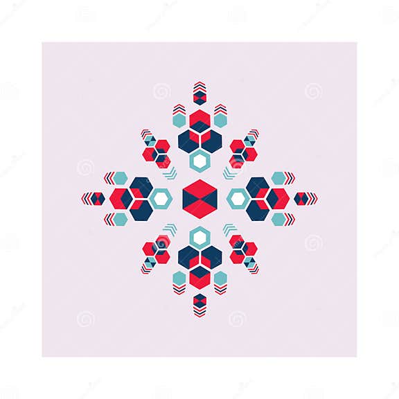Abstract, Multi-colored Snowflake with a Geometric Pattern.Christmas ...