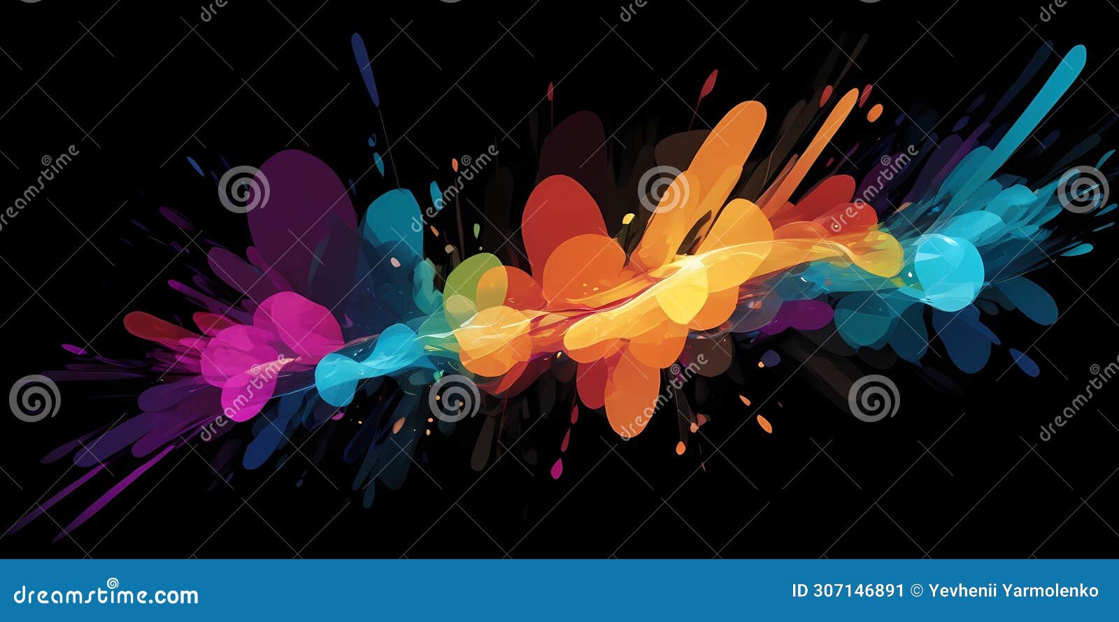 Abstract Multi-colored Splash of Colors on a Black Background Stock ...