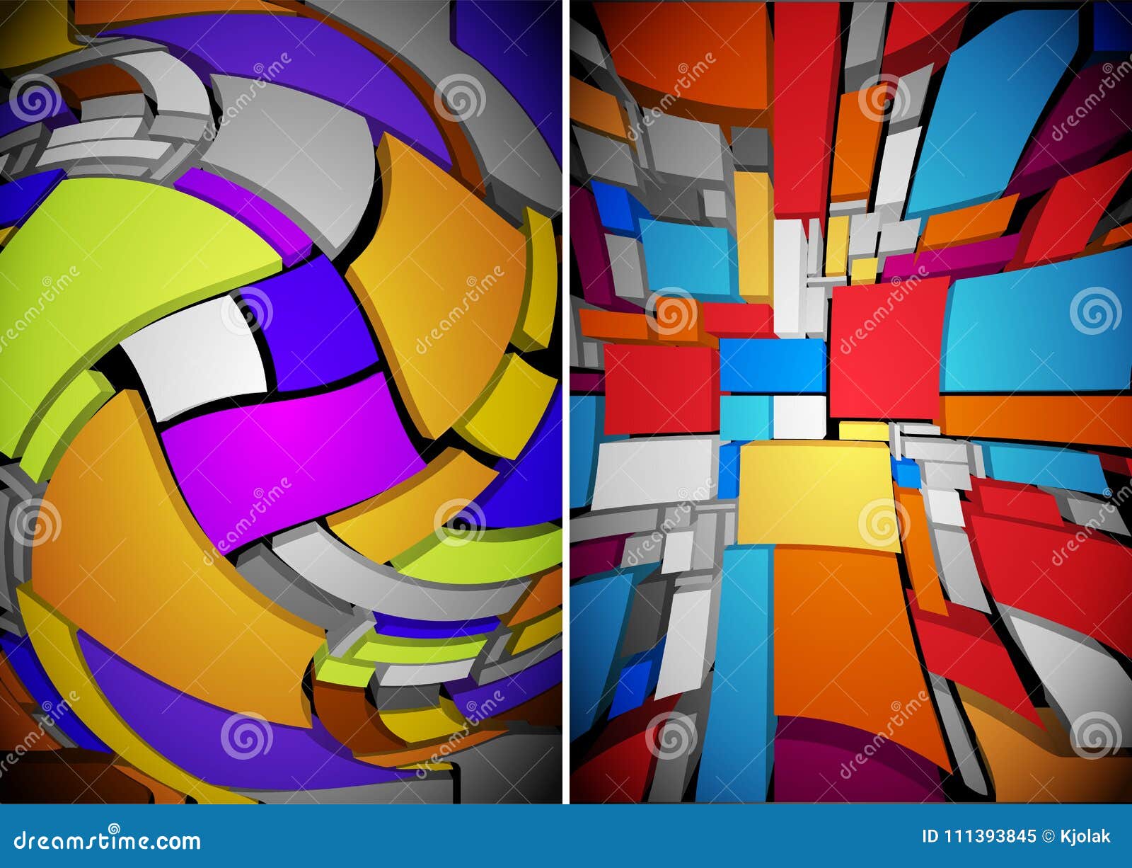 Abstract Multicolor Composition of Three-dimensional Elements. H Stock ...