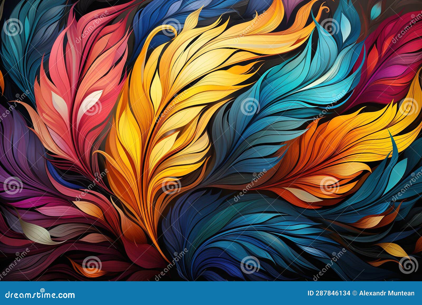 Abstract Multicolor Feathers Background. Stock Illustration ...