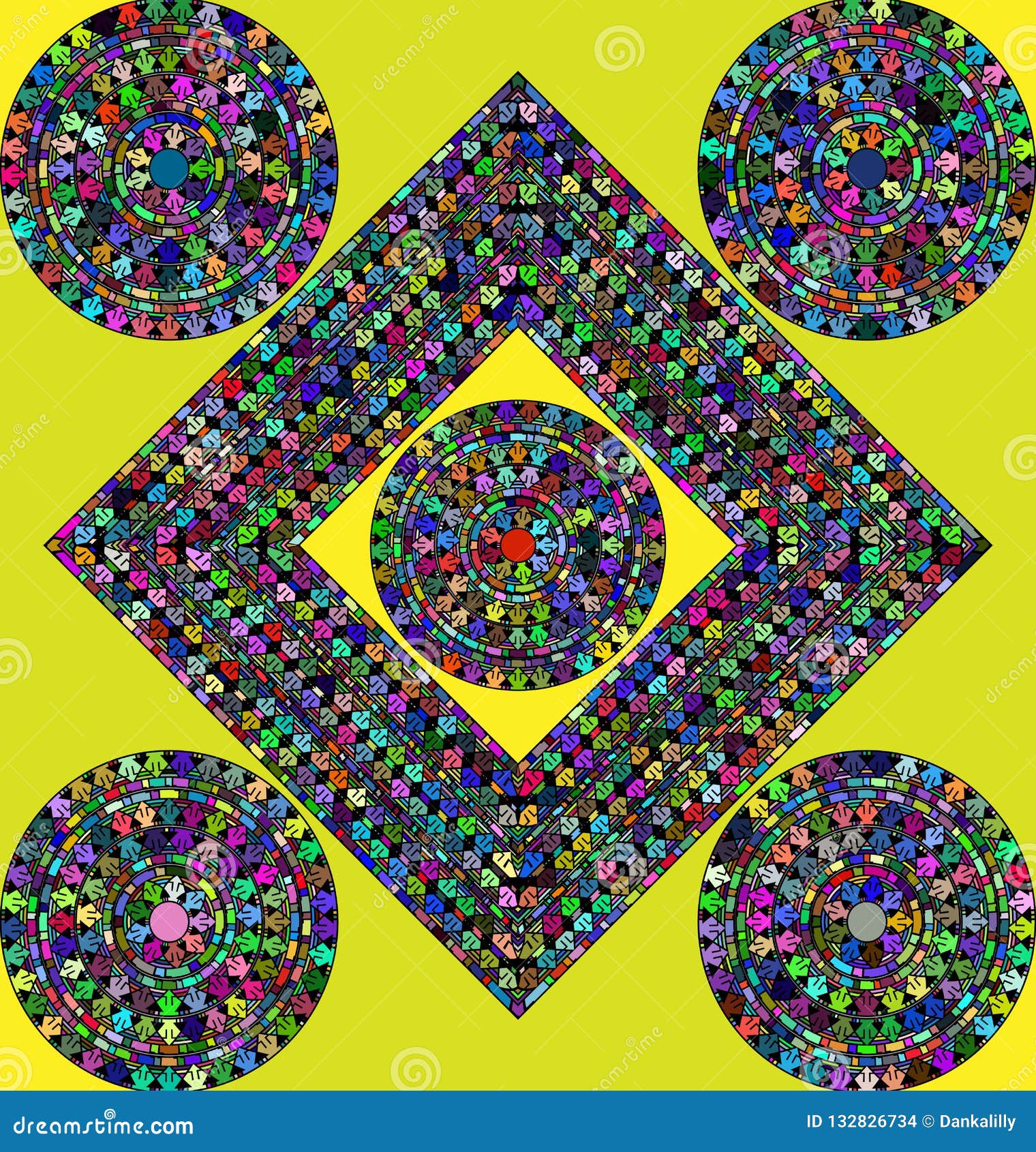 Abstract Multicolor Frames Square with Ring Ornamemt and Figures Stock ...