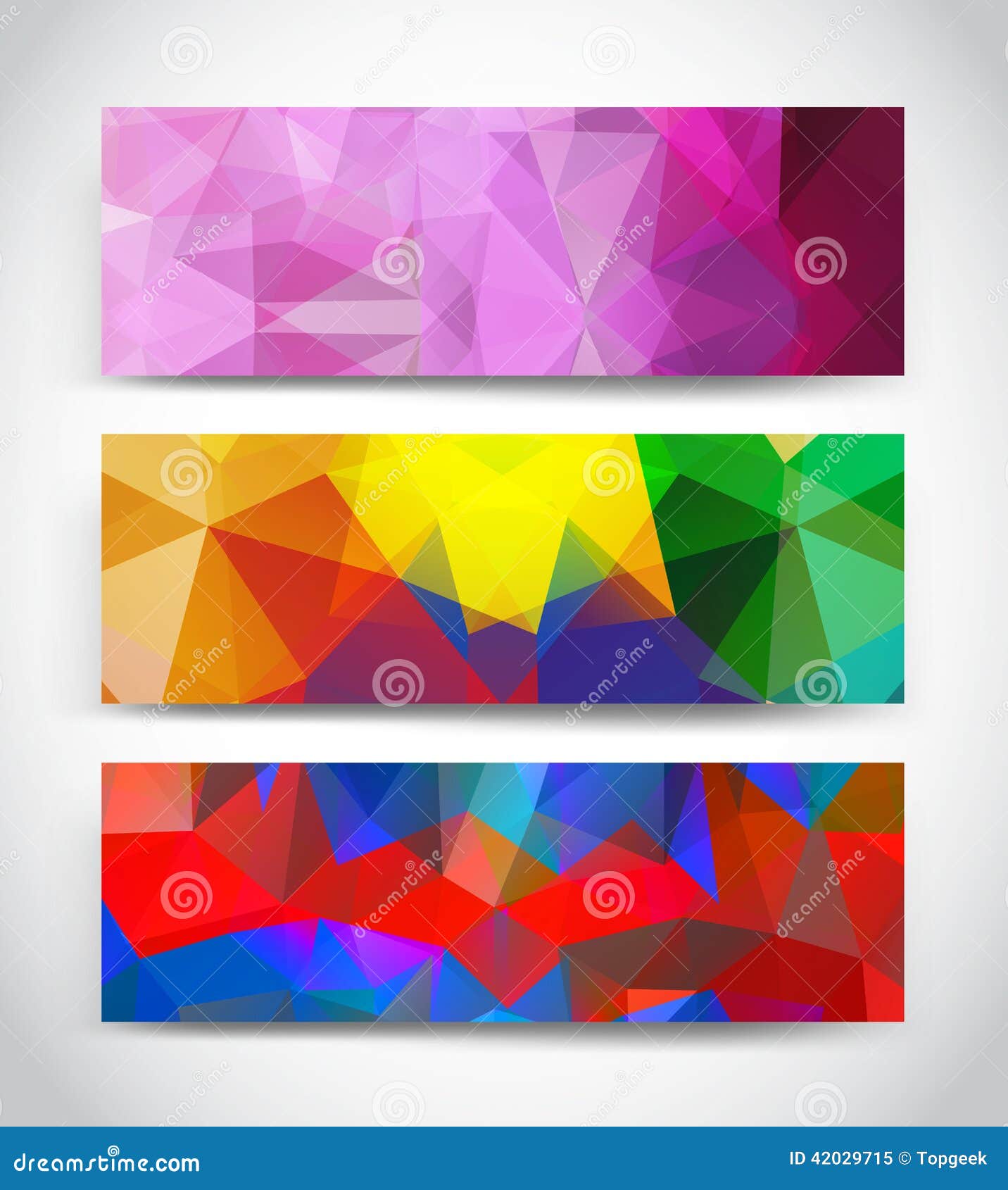 Abstract Multicolor Geometric Triangles Banners Stock Vector ...