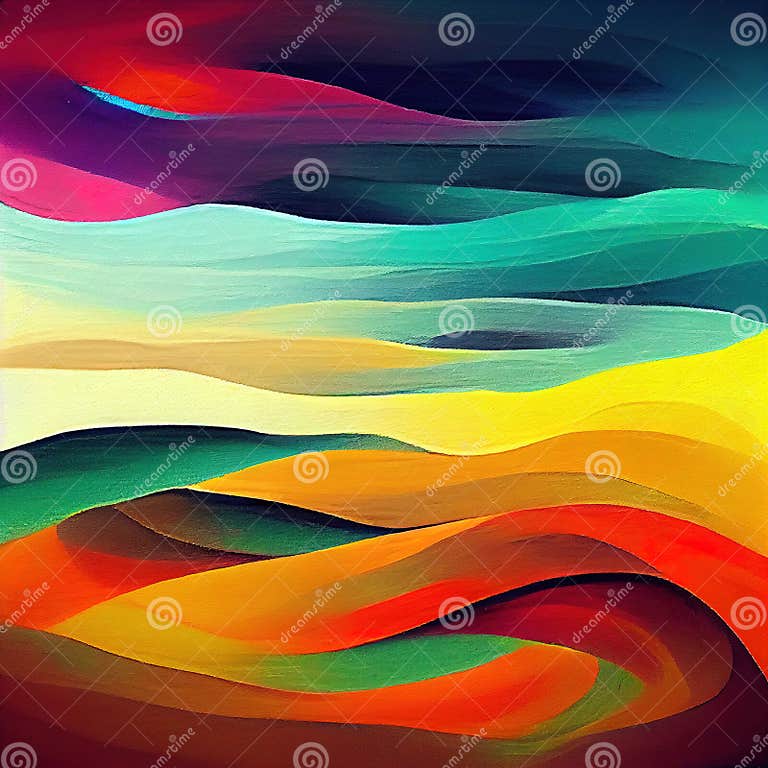 Abstract Multicolor Gradient Waves. Rainbow Pattern. Imitation of Painting. Background Image. AI ...