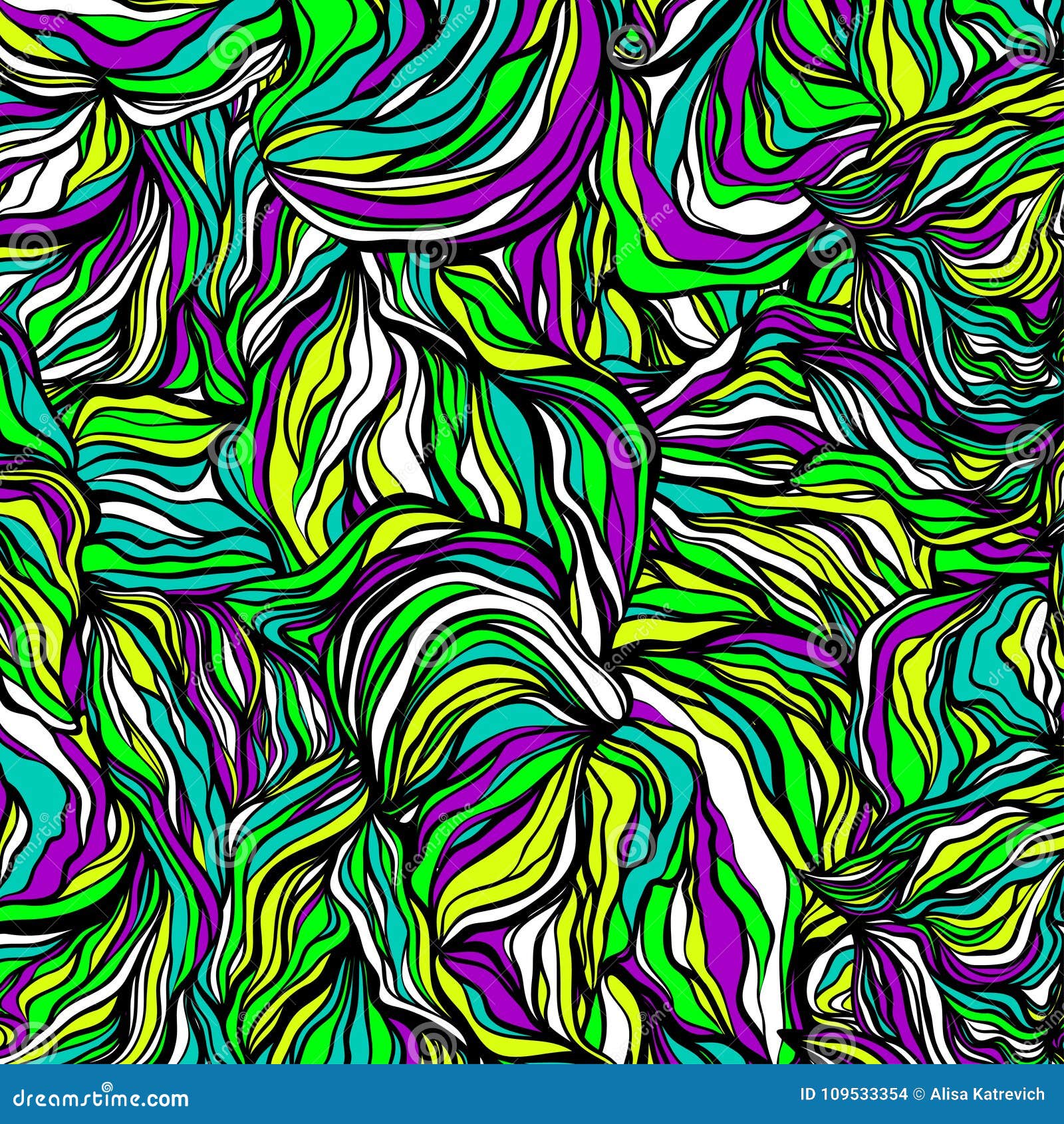 Abstract Multicolor Hand-drawn Waves Texture, Wavy Background. Vector ...