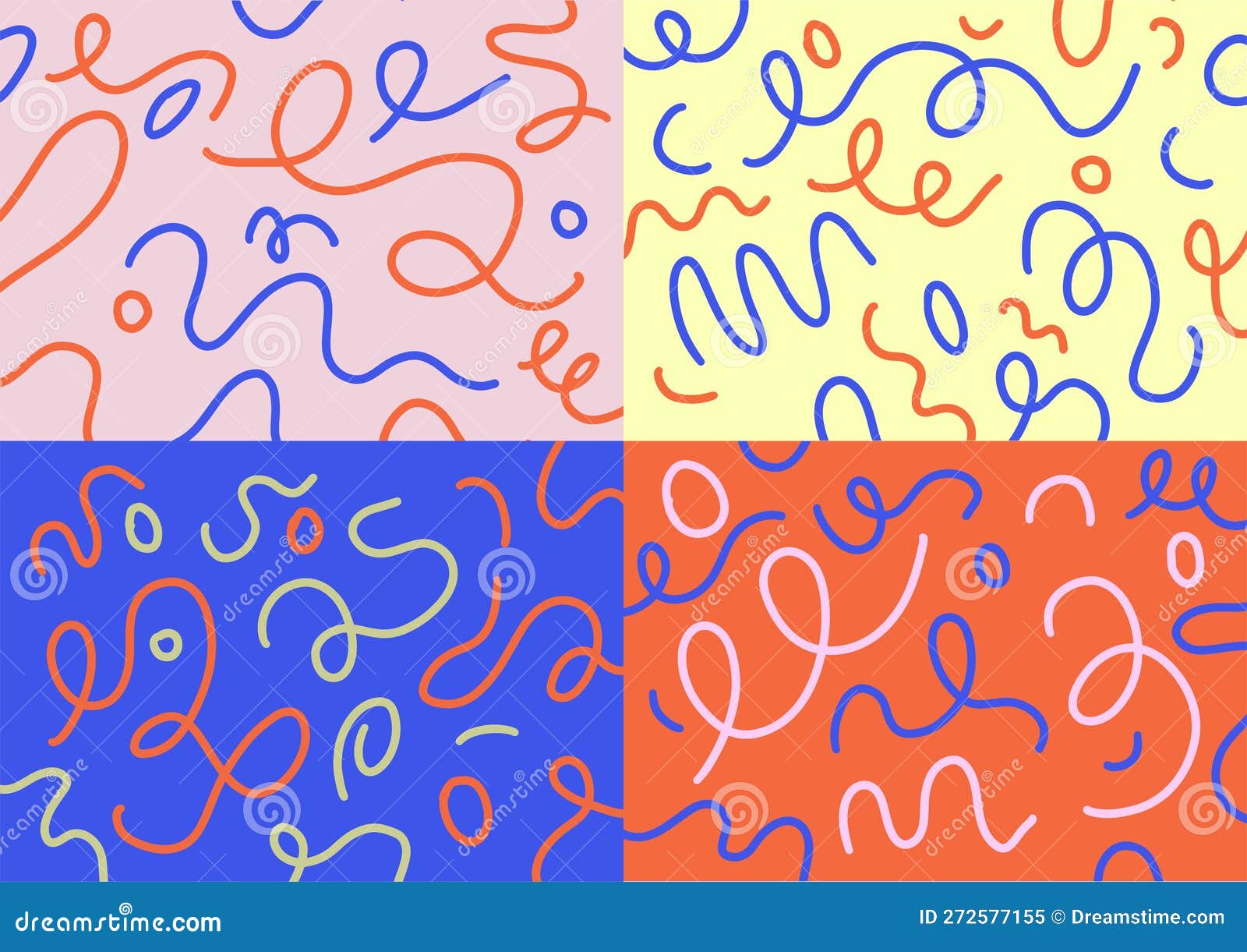 Abstract Multicolor Line Doodle Pattern Stock Illustration ...