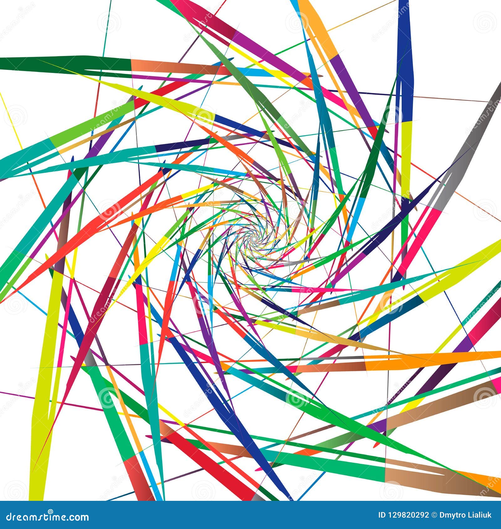 Abstract Multicolor Pattern on White Background. Radial Rotating Forms ...