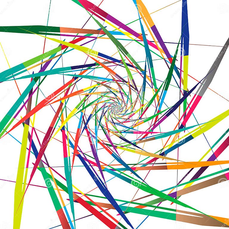 Abstract Multicolor Pattern on White Background. Radial Rotating Forms ...