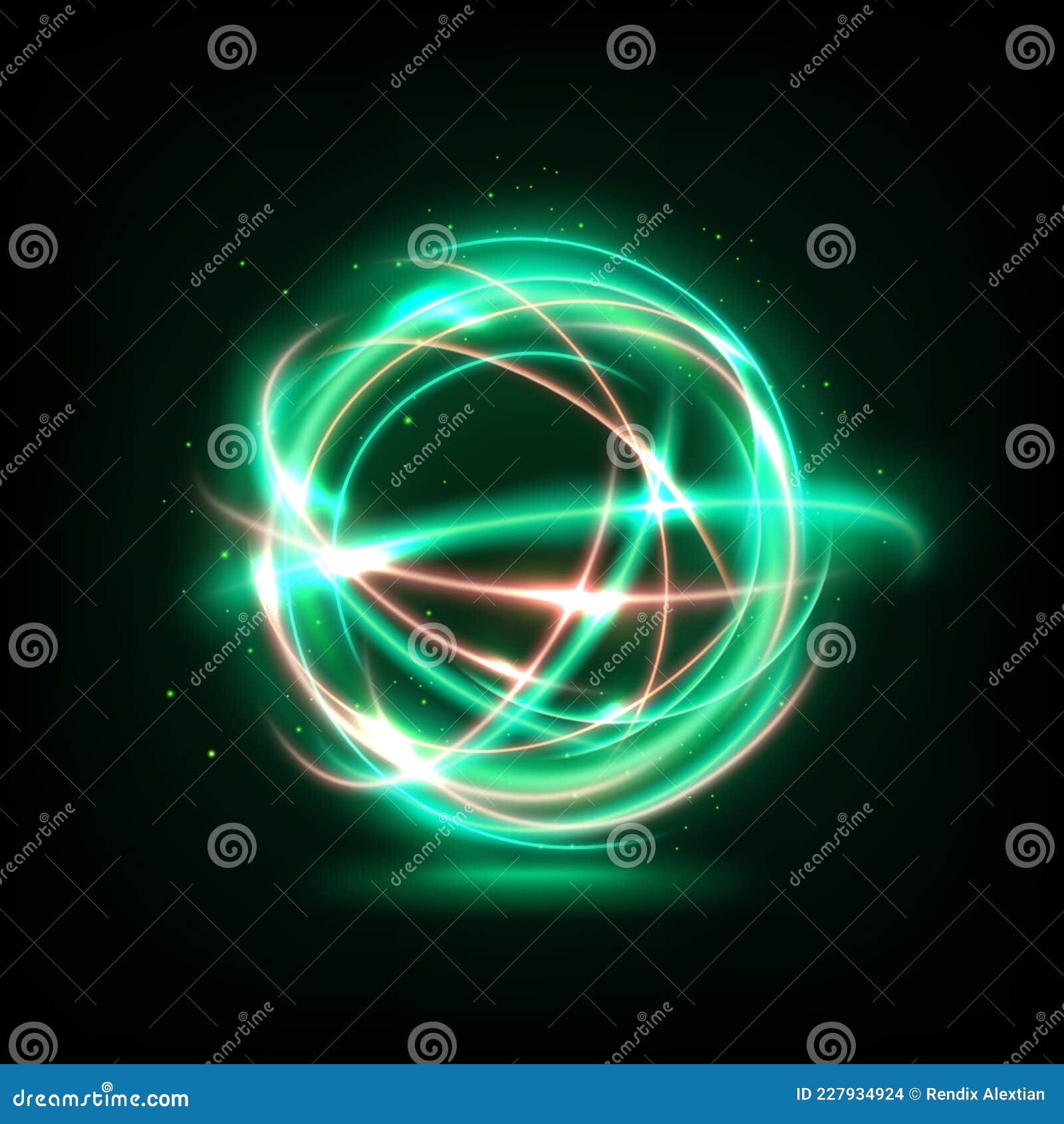 Abstract Multicolor Swirl Line of Light, Isolated on Dark Background ...