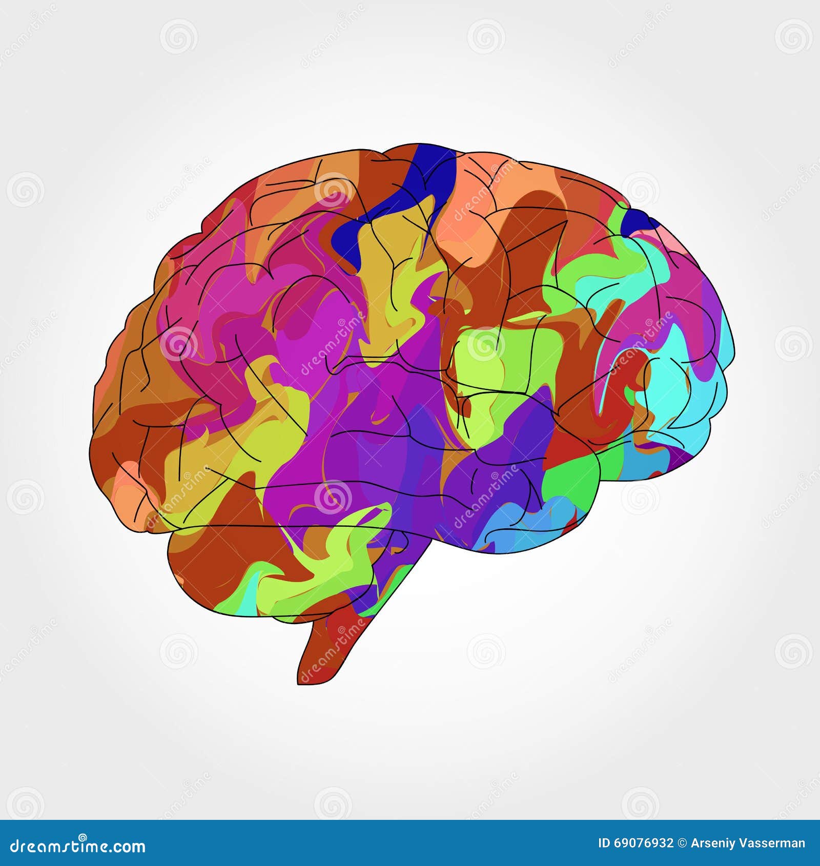 Abstract Multicolored Brain Stock Vector - Illustration of brain ...