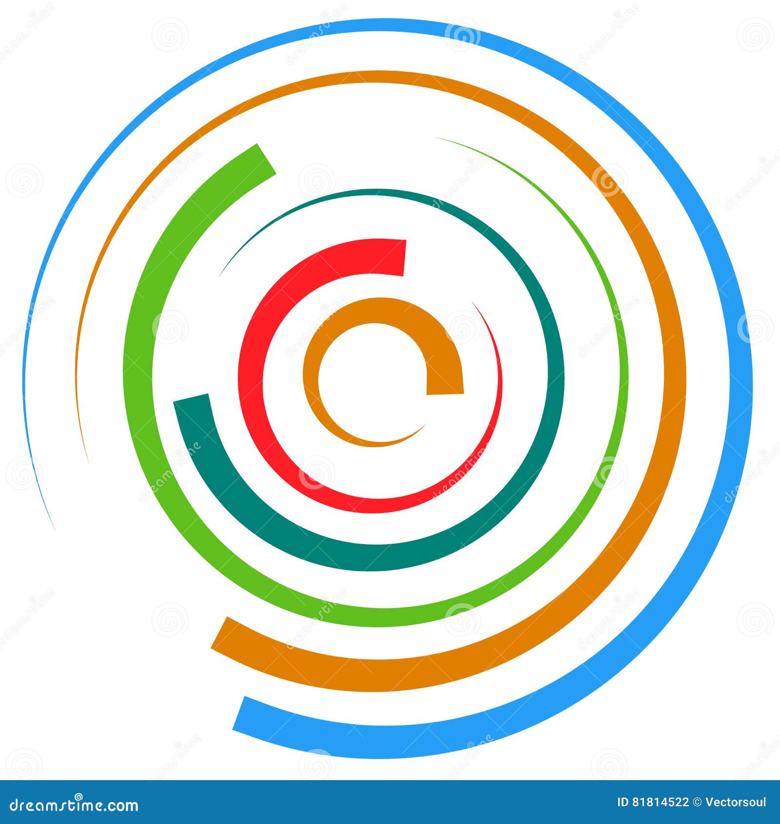 Abstract Multicolored Circular Element. Concentric Circles, Ring Stock ...