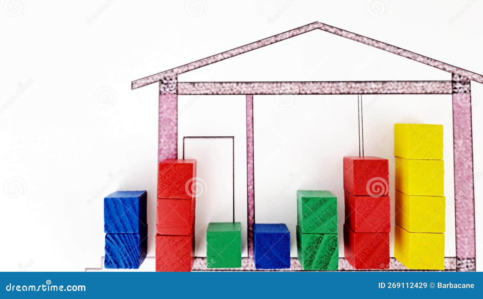 Abstract Multicolored 3d Graph on House Background Stock Image - Image ...