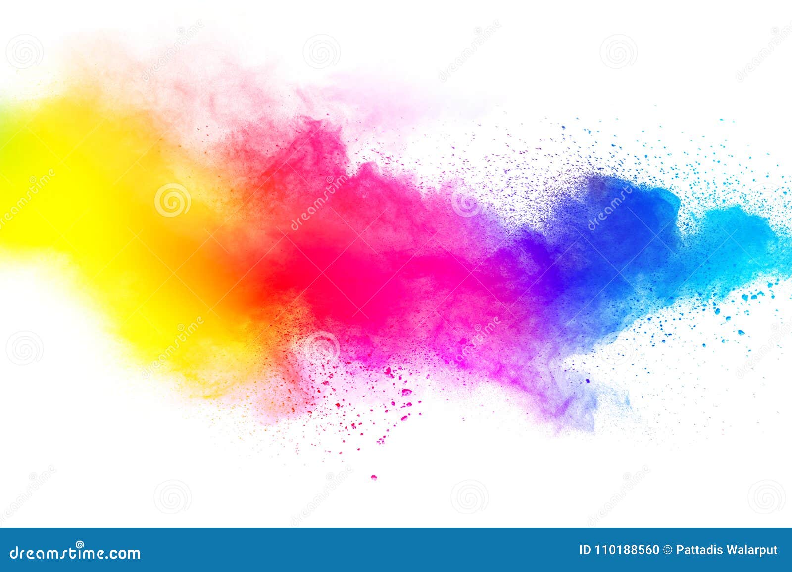 Abstract Multicolored Dust Splatter on White Background. Stock Photo ...