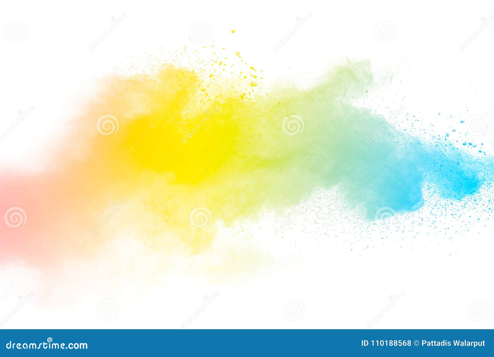 Abstract Multicolored Dust Splatter on White Background. Stock Photo ...