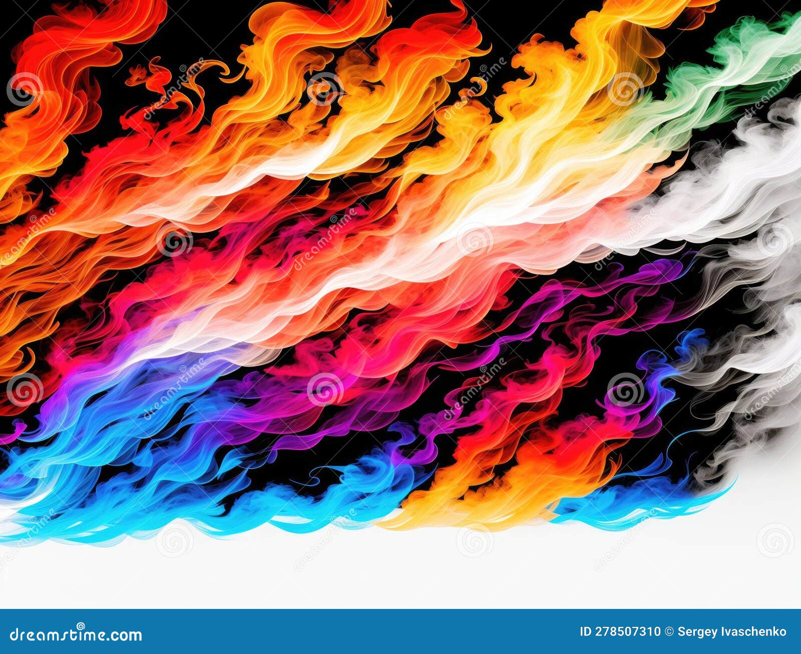 Abstract Multicolored Fire with Smoke, Illustration. Stock Illustration ...