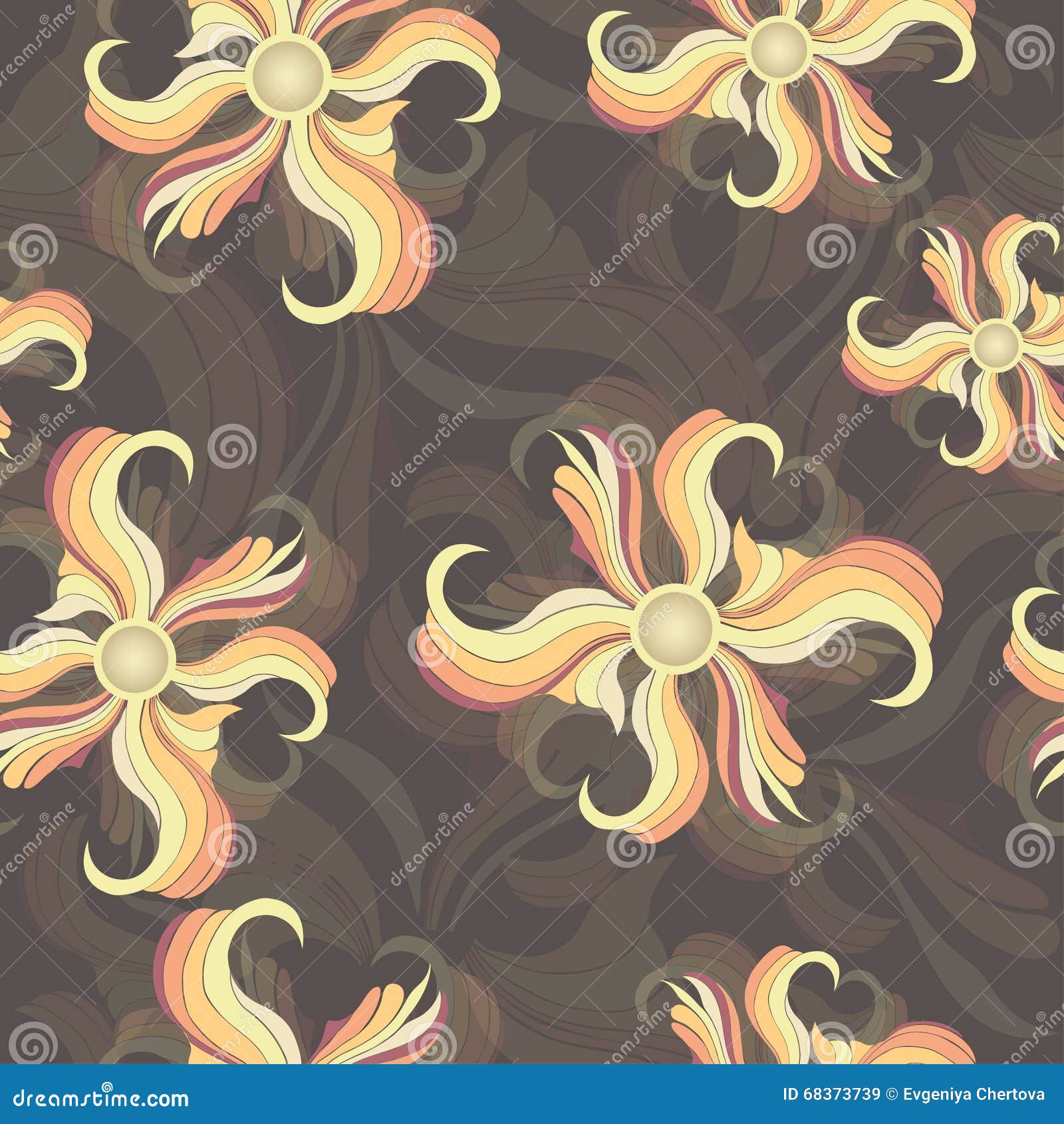 Abstract Multicolored Flowers, Seamless Pattern. Wallpaper, Wrapper ...