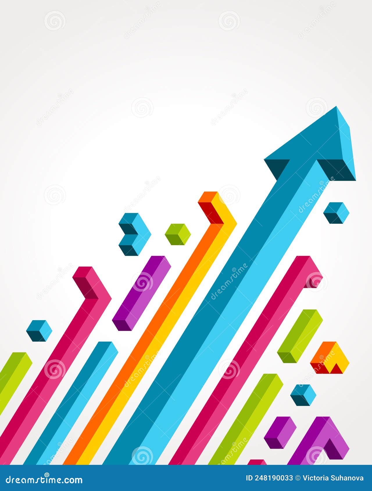 Abstract Multicolored Geometric Shape Arrow Isometric Lines Dynamic ...