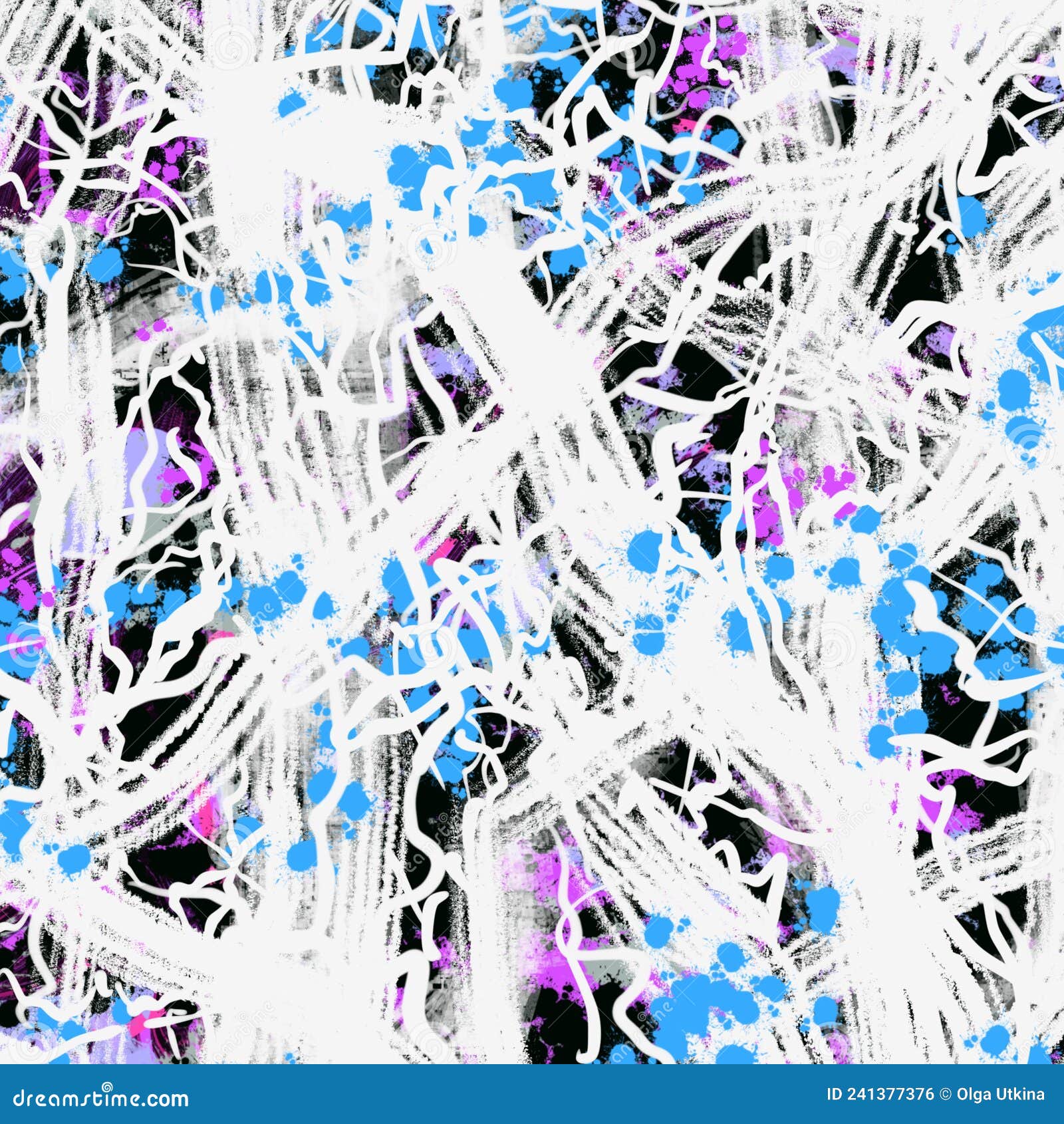 Abstract Multicolored Hand-painted Pattern with White Twisted Tangled ...