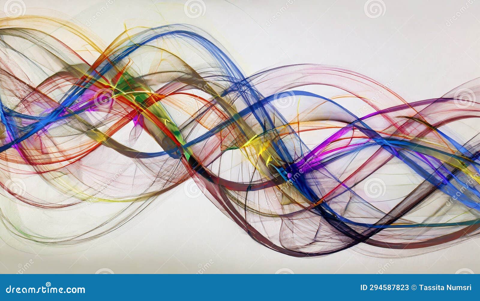 Abstract Multicolored Interlacing Lines on a White Light Background ...