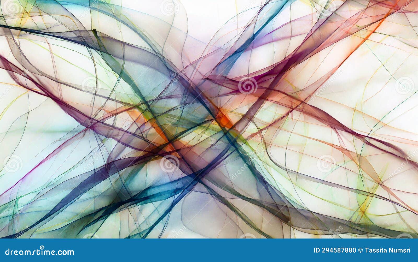 Abstract Multicolored Interlacing Lines on a White Light Background ...