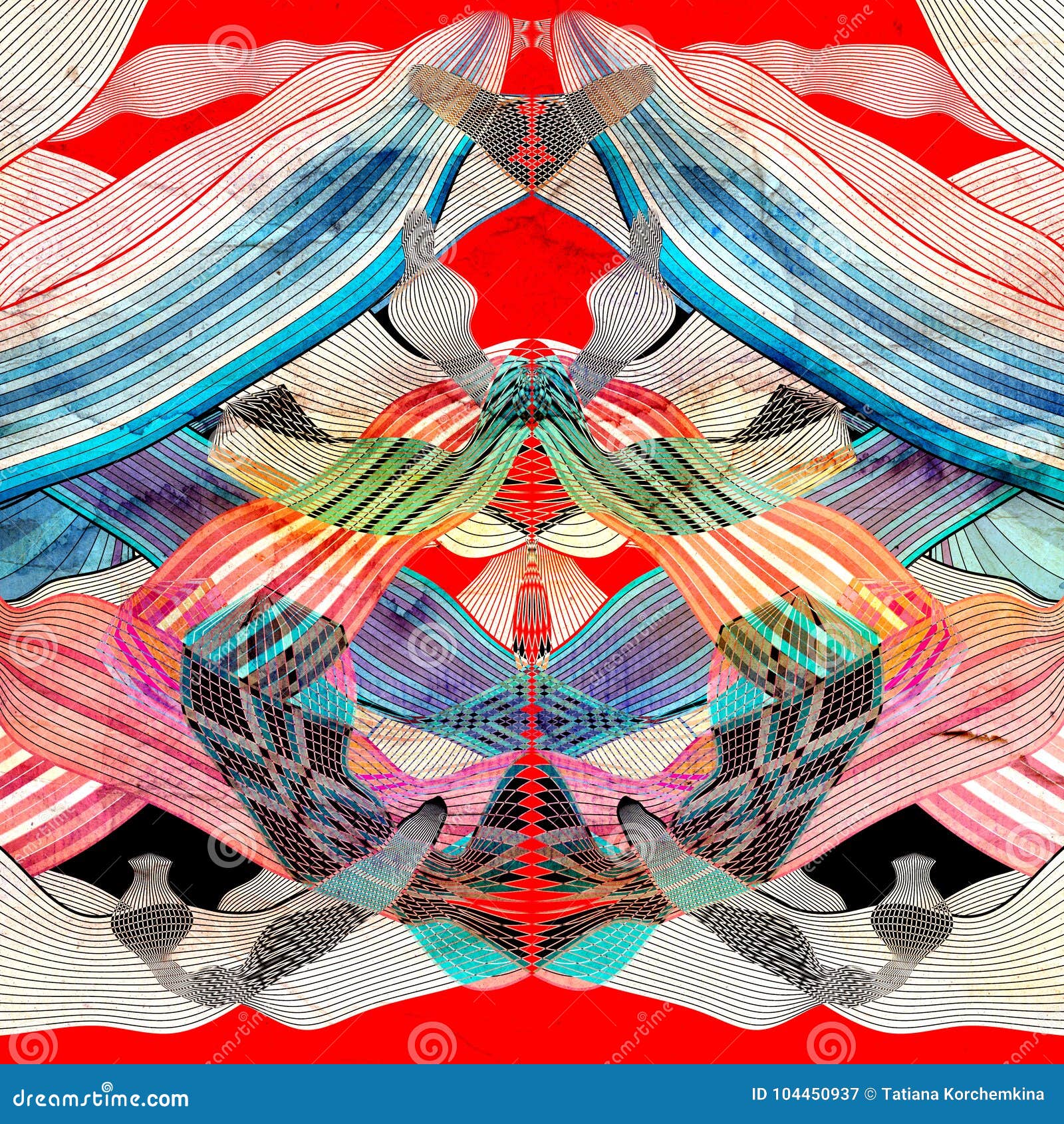 Abstract Multicolored Linear Waves Background Stock Image - Image of ...