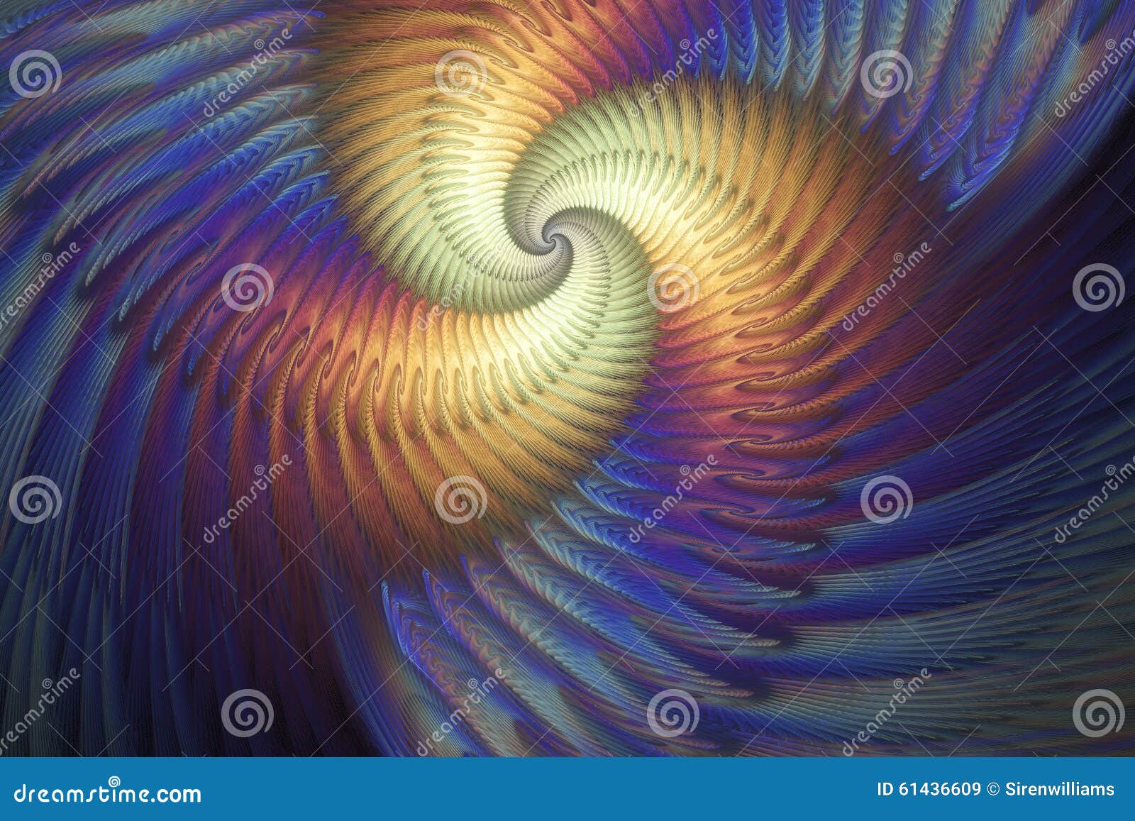 Abstract Multicolored Psychedelic Spiral on Deep Blue Background. Stock ...