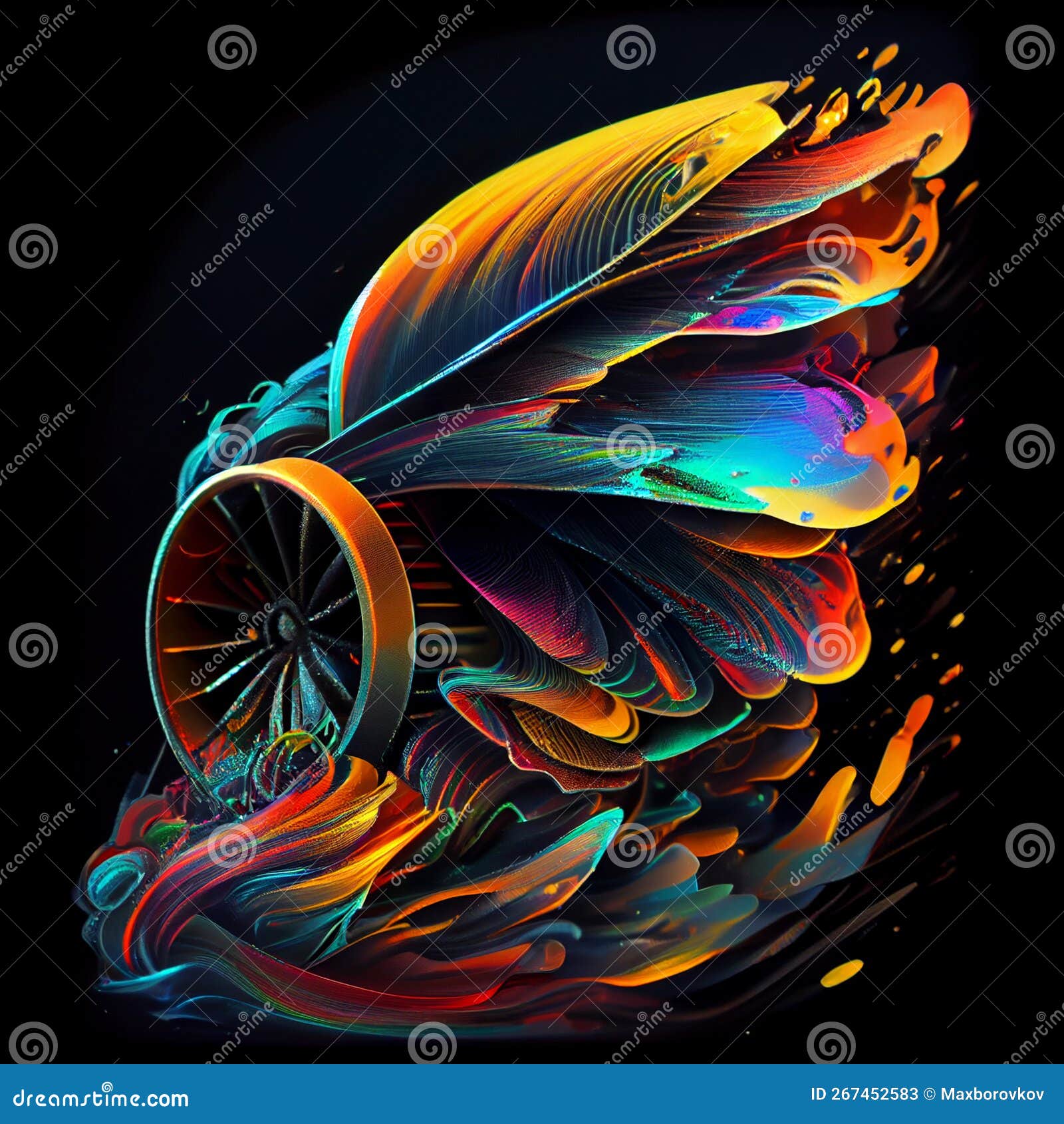 Abstract Multicolored Turbine Engine. AI Generative Stock Illustration ...