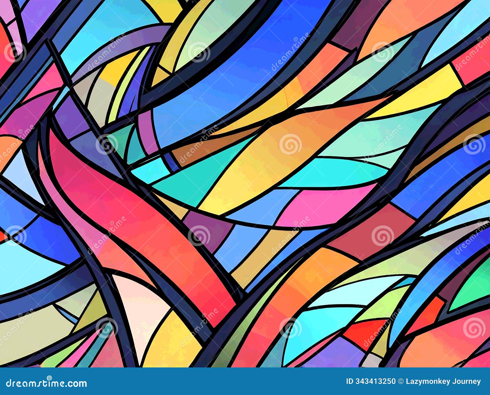 Abstract Multicolored Wavy Pattern Overlapping Gradient Filtered Shapes ...