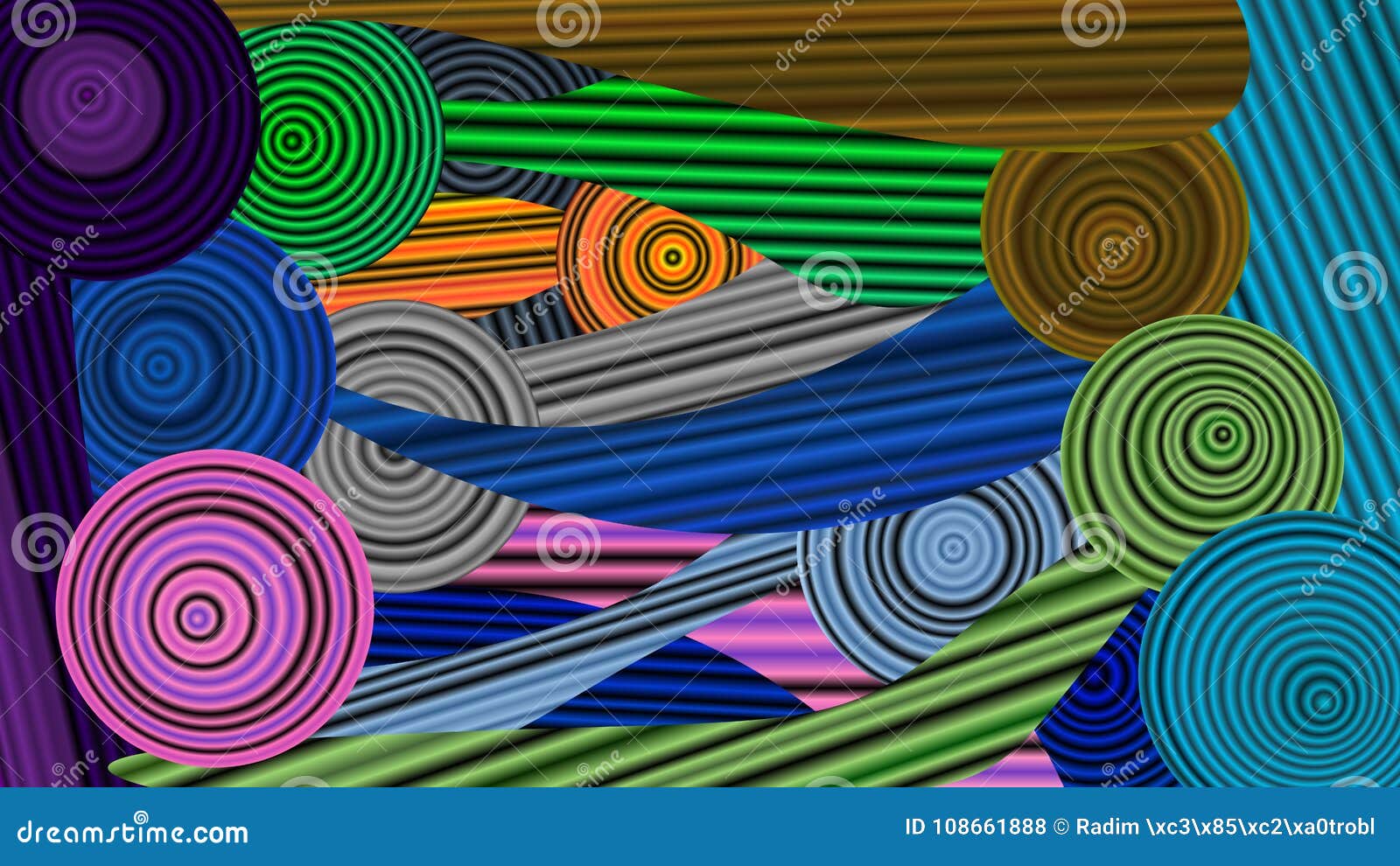 Abstract Multicolored Dark Background with Circles Stock Vector ...