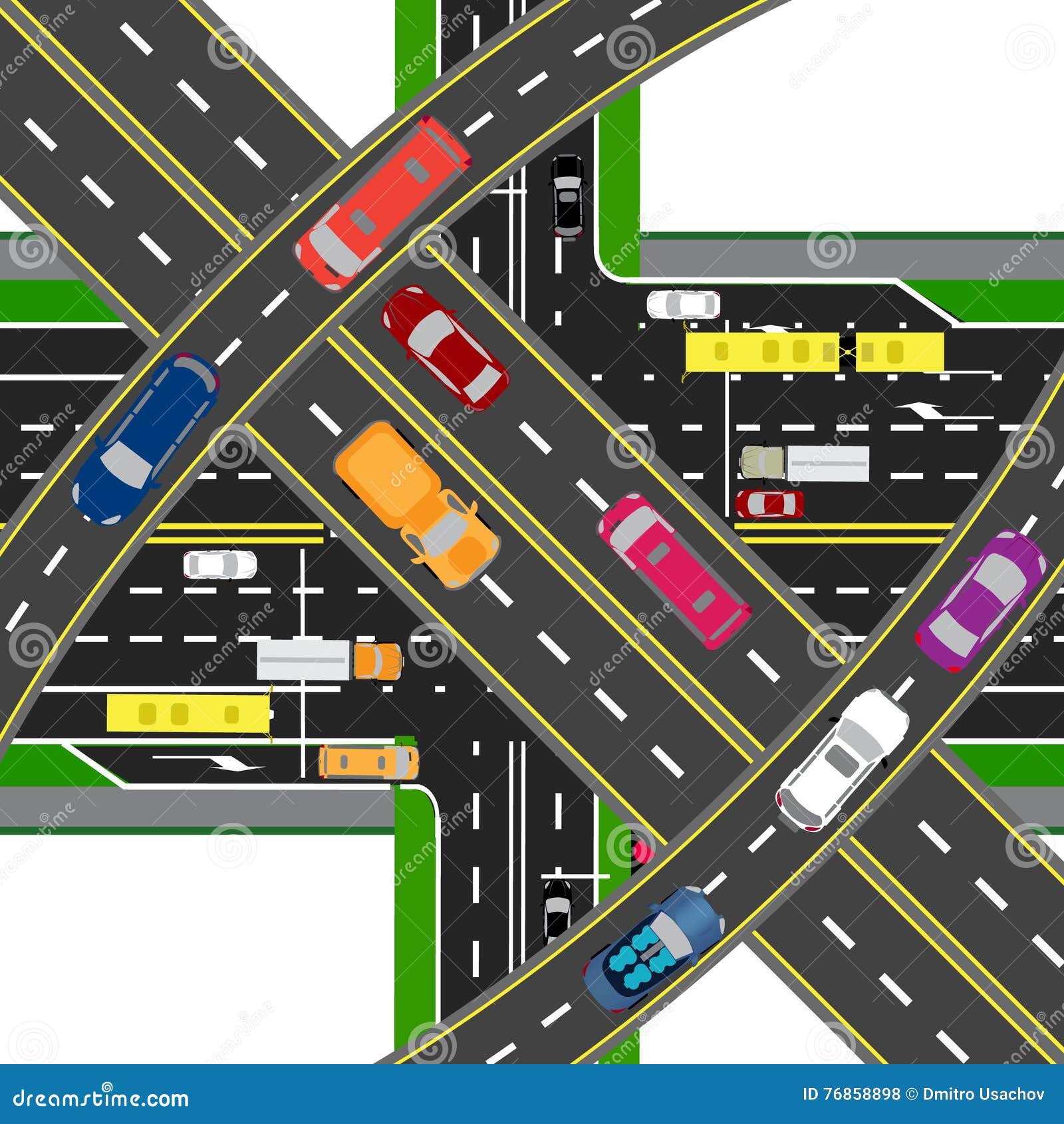 Abstract, Multilevel Transport Hub. the Intersections of Various Roads ...