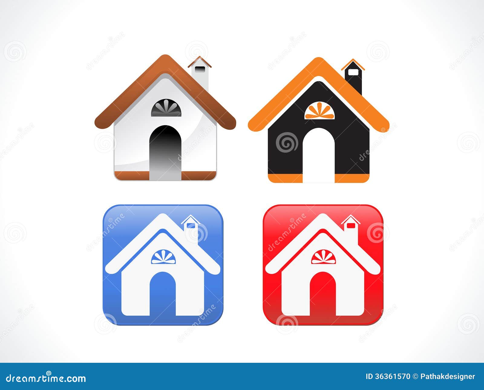 Abstract Multiple Home Icon Set Stock Vector - Illustration of control ...