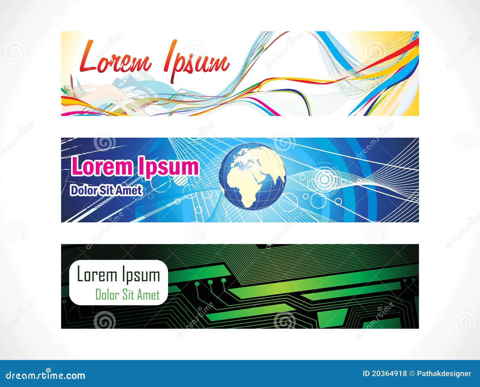 Abstract Multiple Web Banners Set Stock Vector - Illustration of lined ...