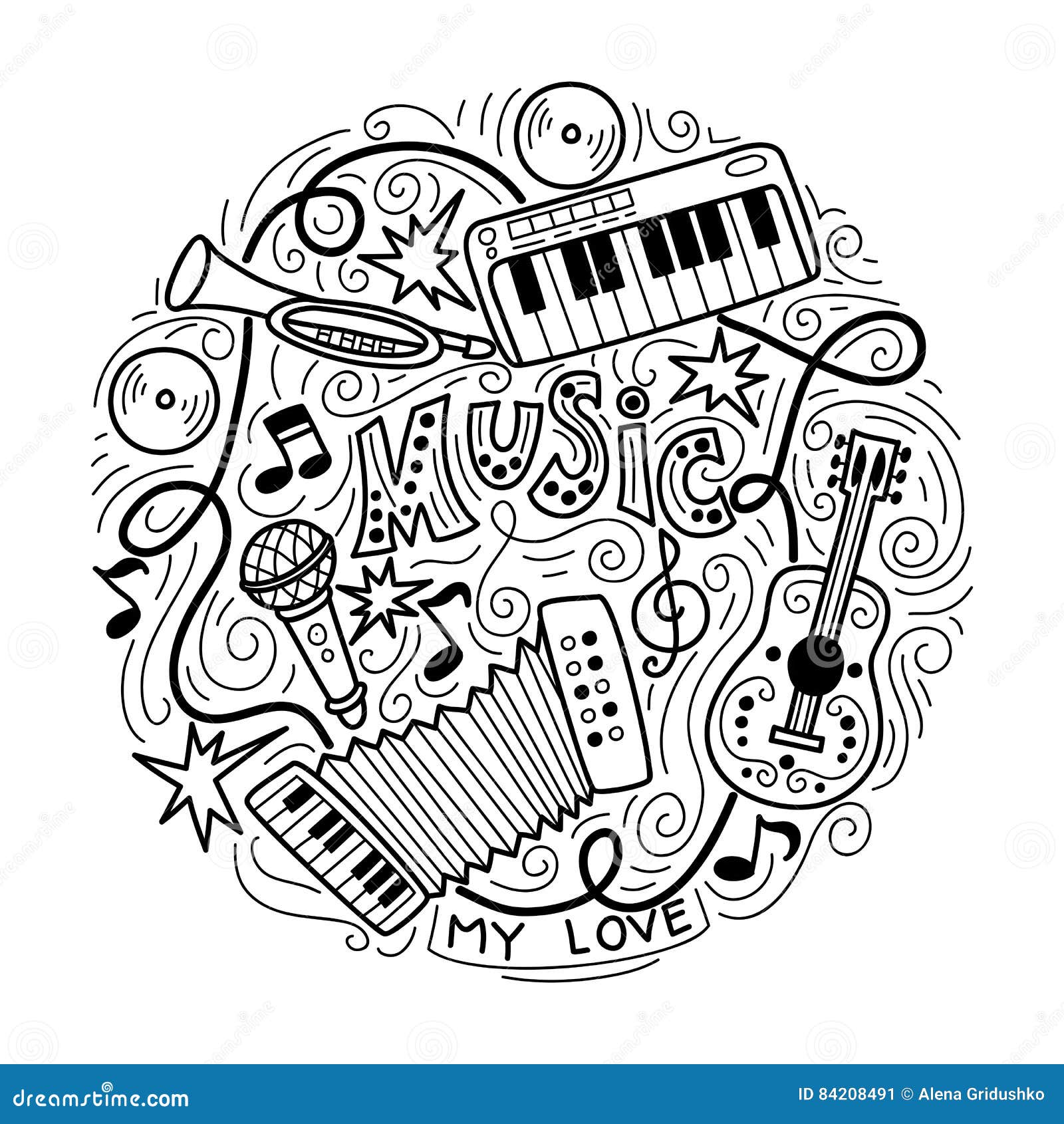 Abstract Music Background ,Collage with Musical Instruments. Stock ...