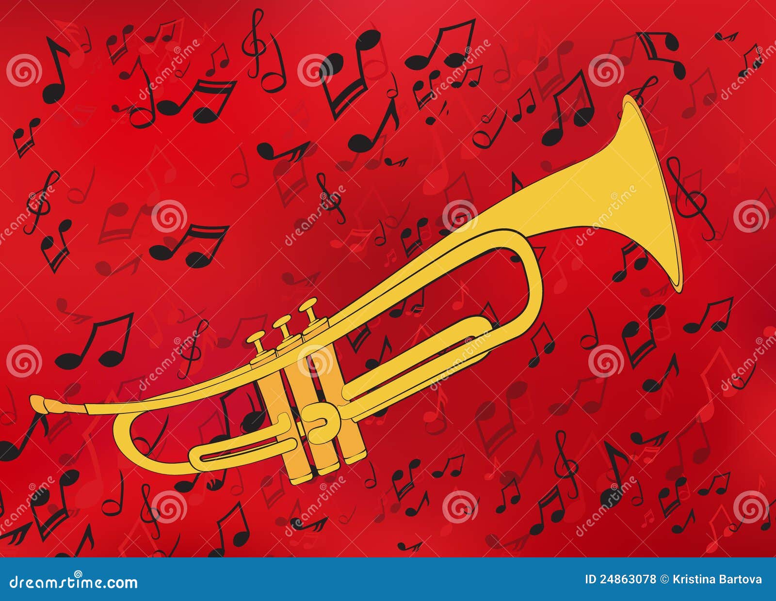 Abstract Music Background with a Golden Trumpet Stock Vector ...