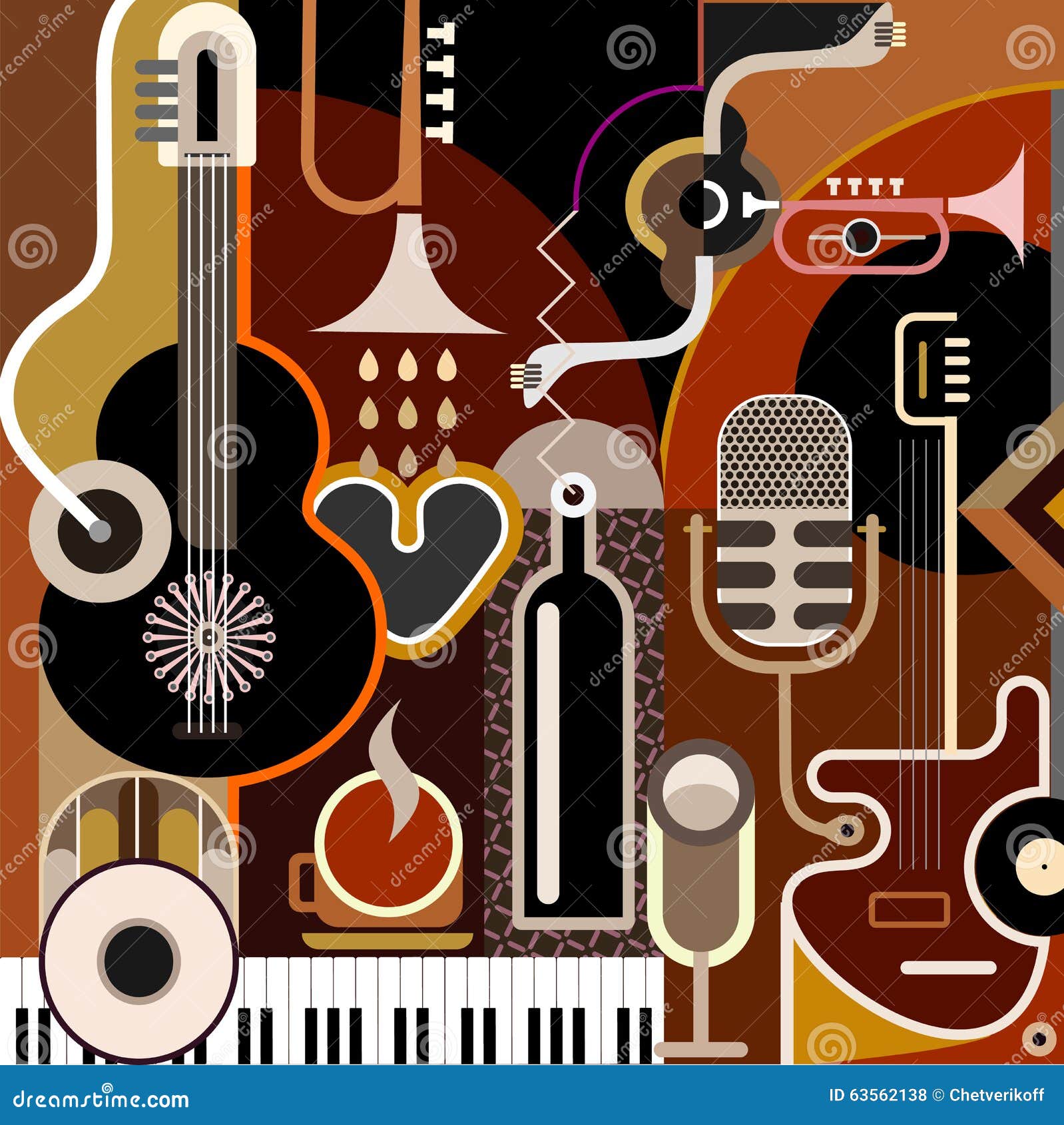 Abstract Music Background stock illustration. Illustration of black ...