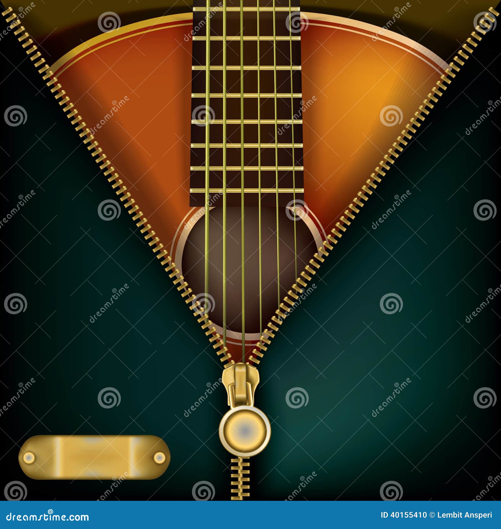 Abstract Music Background with Guitar and Open Zipper Stock Vector ...
