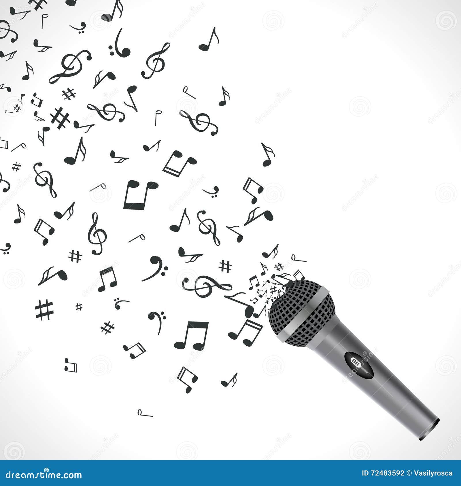Microphone And Musical Notes Staff Set Stock Photo | CartoonDealer.com ...