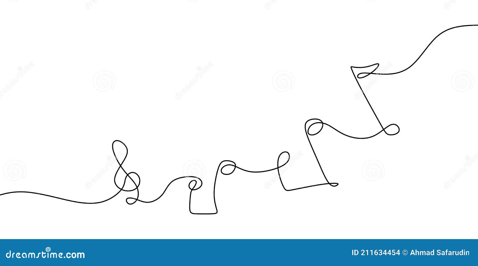 Abstract Music Background, Notes. One Continuous Line Drawing Stock ...