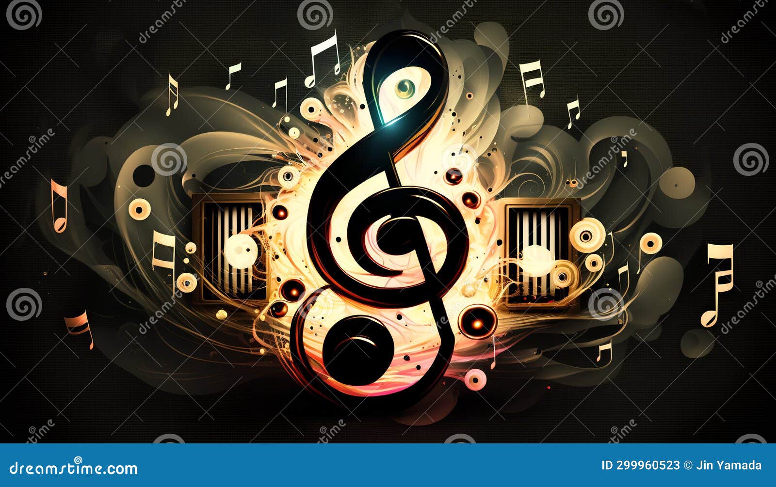 Abstract Music Background with Notes and Swirls. Vector Illustration ...