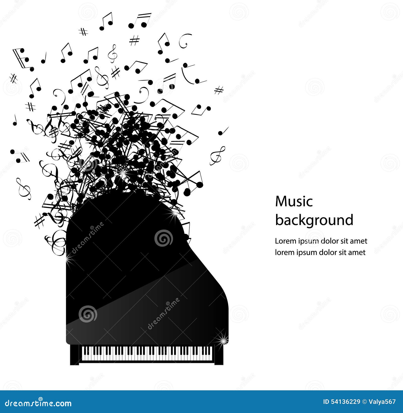 Abstract Music Background with Piano and Notes Stock Vector ...