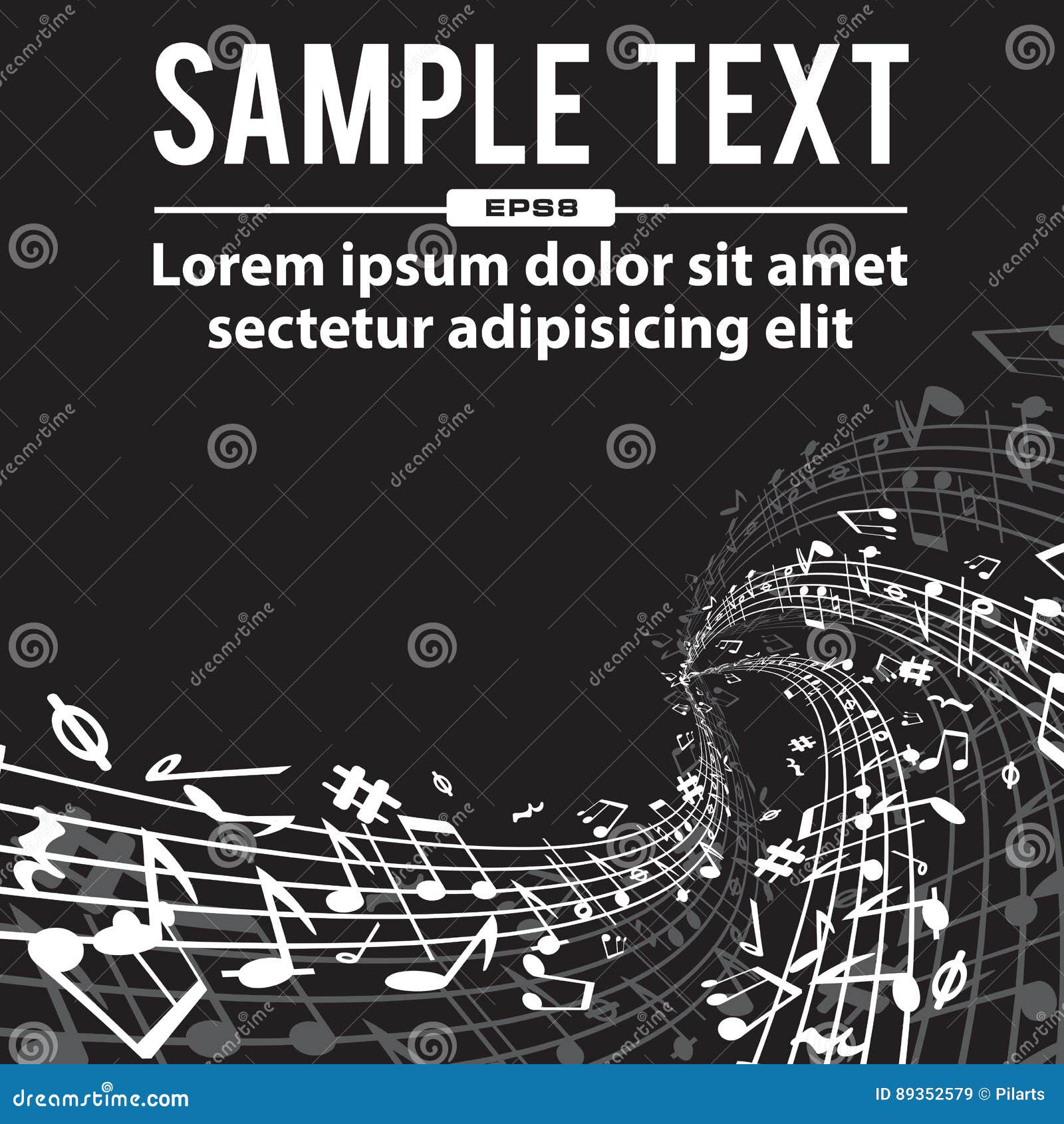 Abstract Music Background with Random Note Stock Vector - Illustration ...