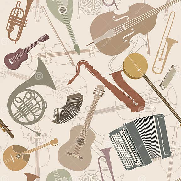 Abstract Music Background. Seamless Texture Musical Instruments Stock ...