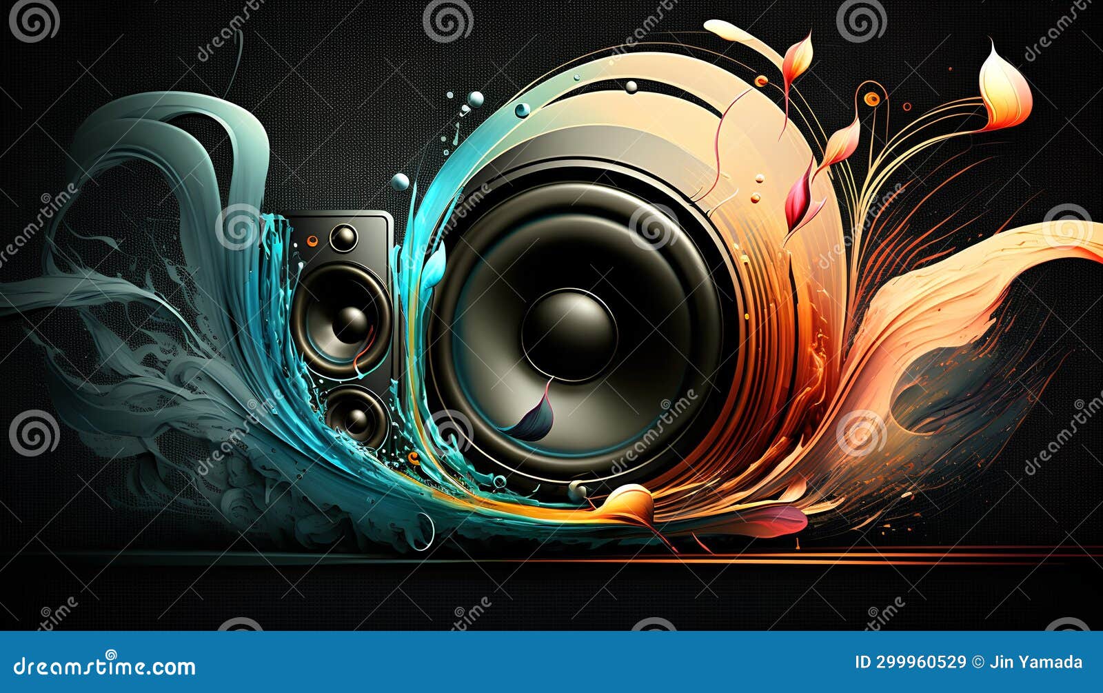 Abstract Music Background with Speaker and Splashes, Vector ...