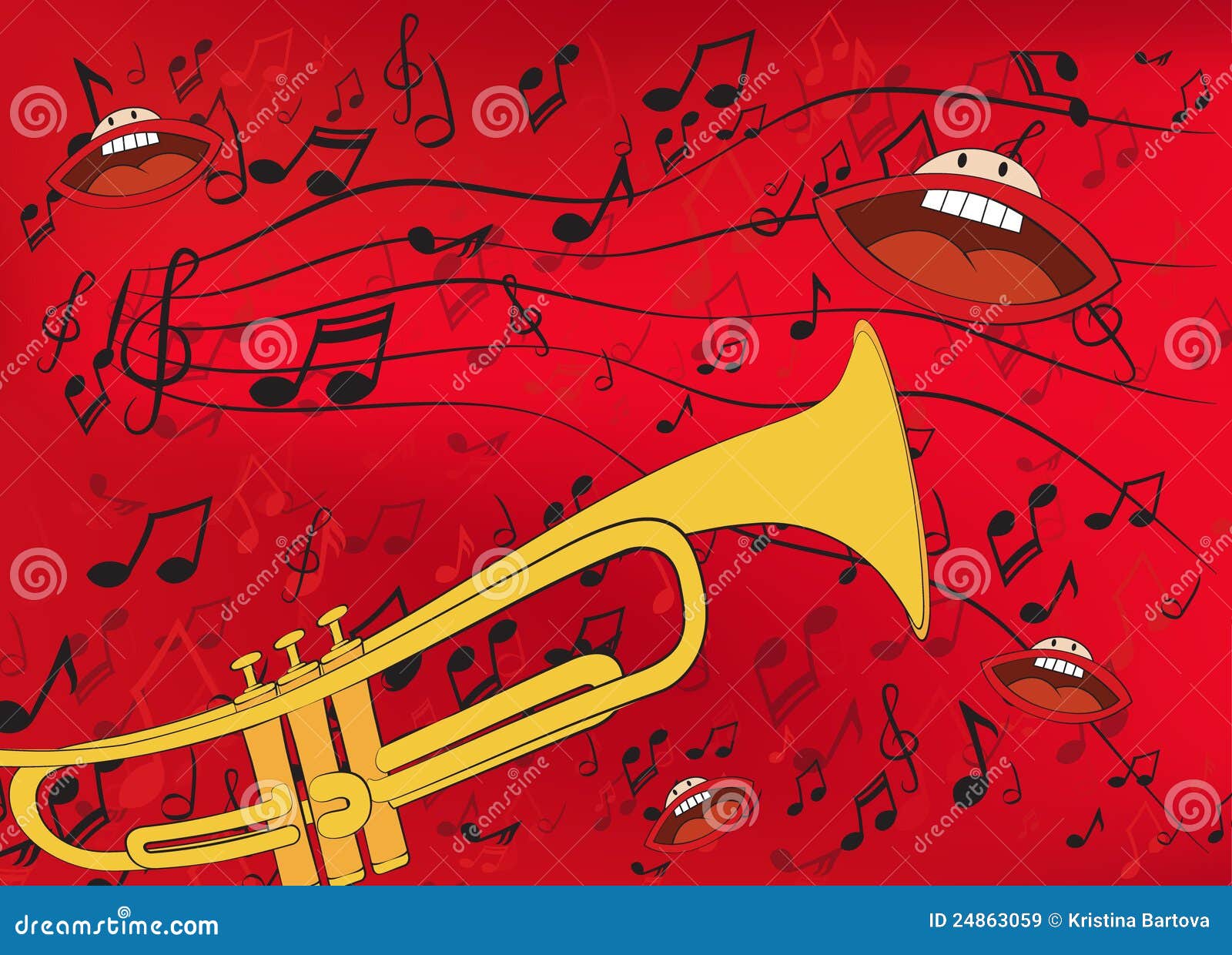 Abstract Music Background with a Trumpet Stock Illustration ...