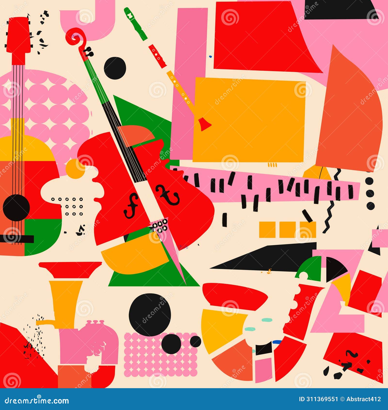 Abstract Music Background, Vector Illustration. Collage with Musical ...