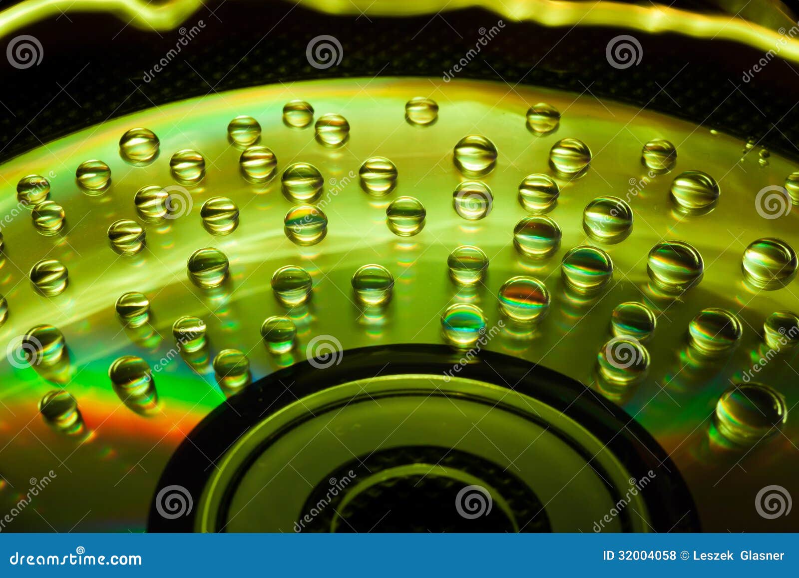Abstract Music Background, Water Drops on CD/DVD Stock Photo - Image of ...